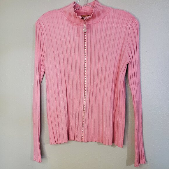 Belldini | Tops | Belldini Pink Rhinestone Zipper Top Size Large | Poshmark